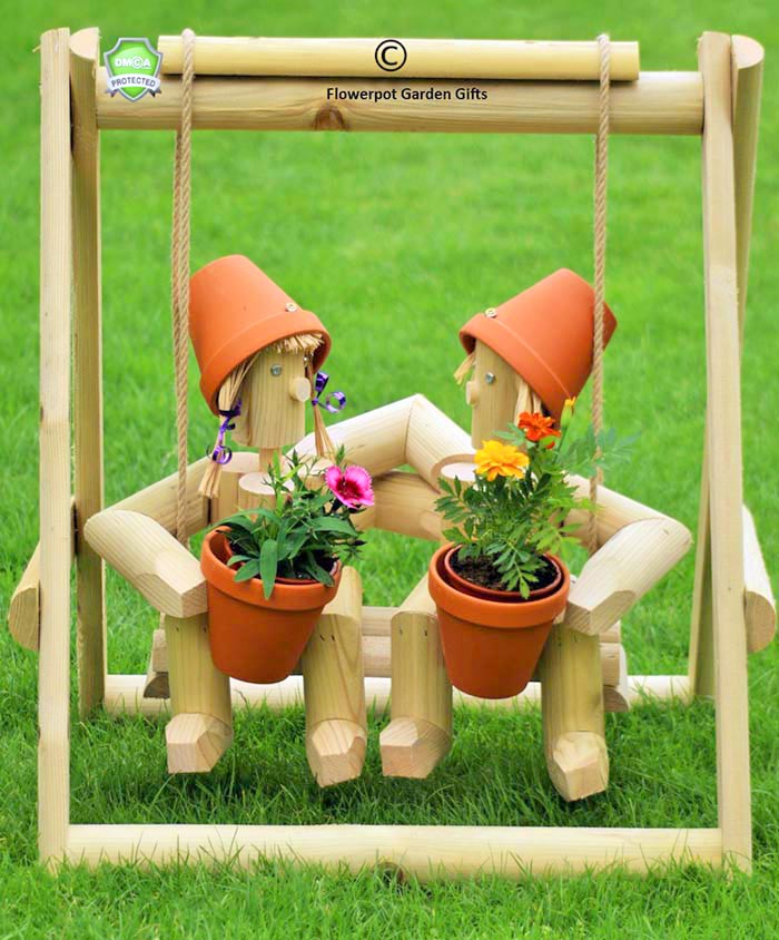 Flowerpot Men Theme Garden Swing Ornament